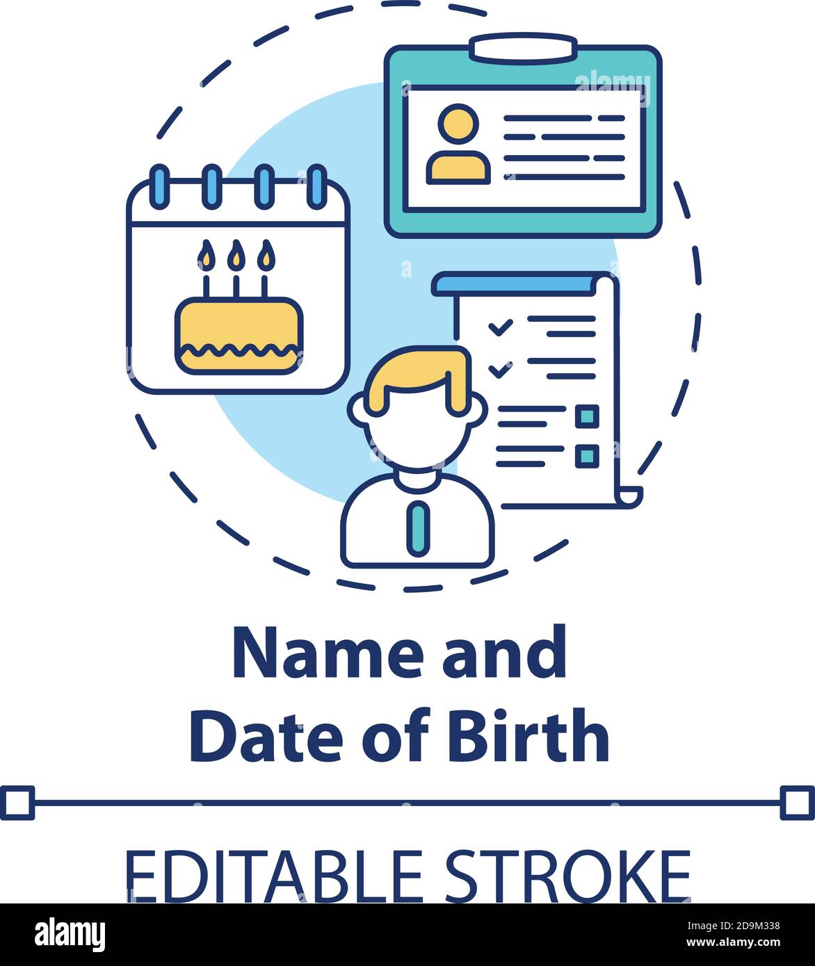 Name and date of birth concept icon Stock Vector Image & Art - Alamy