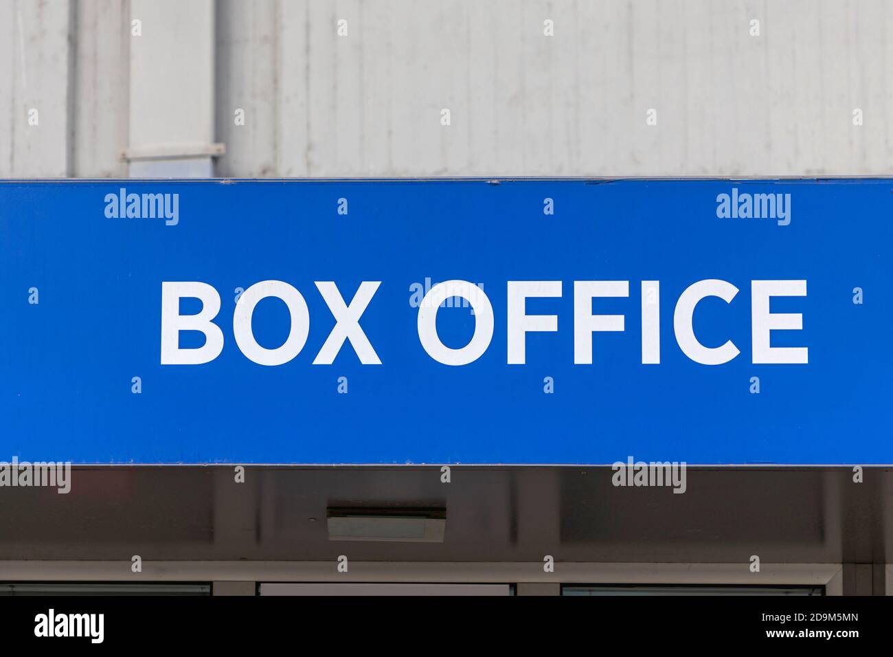 Big Sign Box Office at Blue Board Ticket Place Stock Photo - Alamy