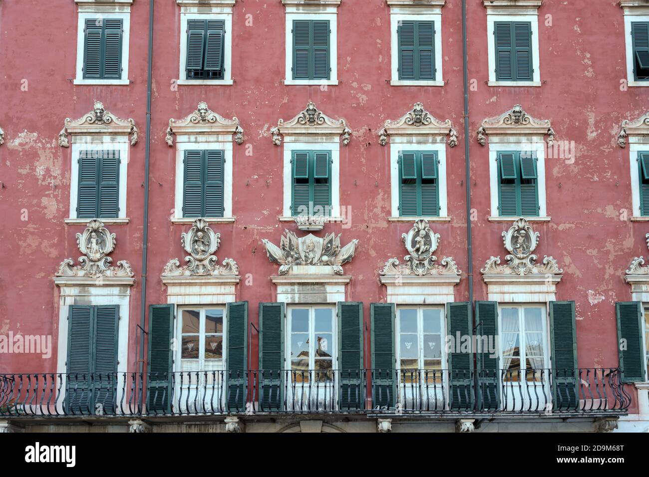 cityscape with old buildings baroque red facade in town historical ...