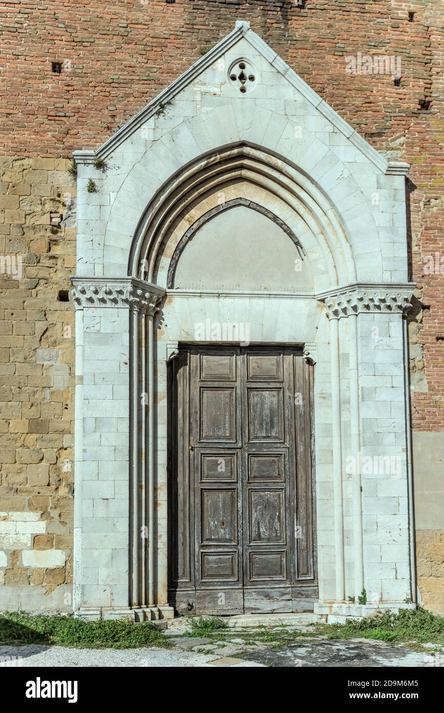 cityscape with marble portal of san Francesco church at hilltop ...