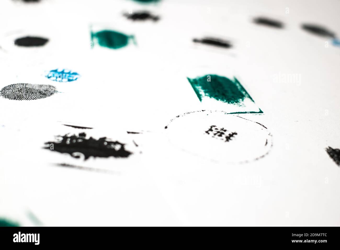 fingerprint and stamp on white paper Stock Photo - Alamy