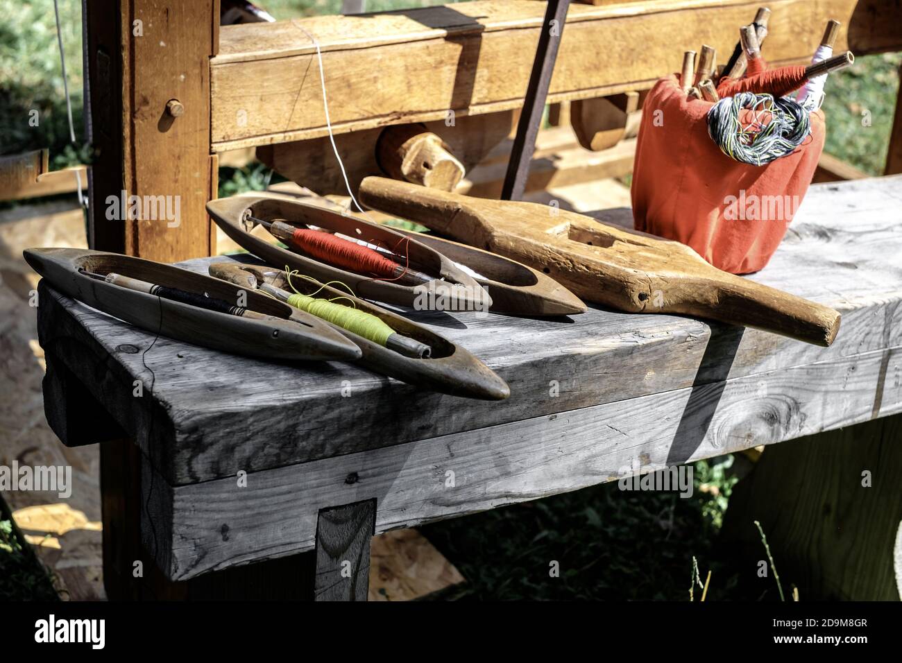 Romanian loom with homemade thread on it Stock Photo - Alamy
