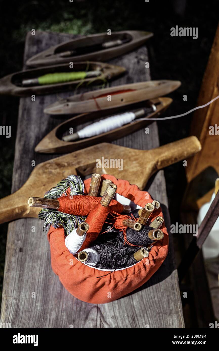 Shuttle Weaving Tool equipment homemade silk or production of ancient ...