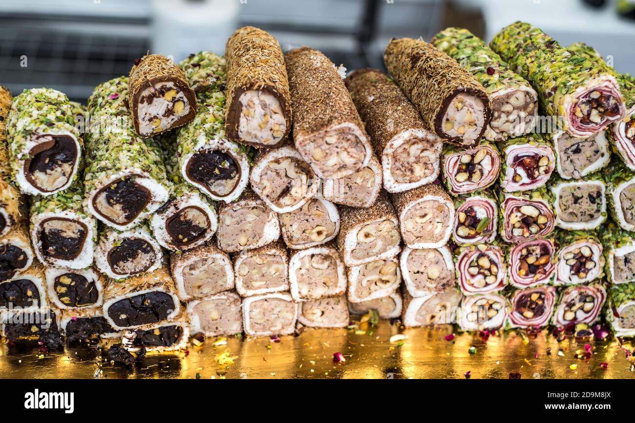 Variety of Turkish signature local foods known as Turkish Delight ...