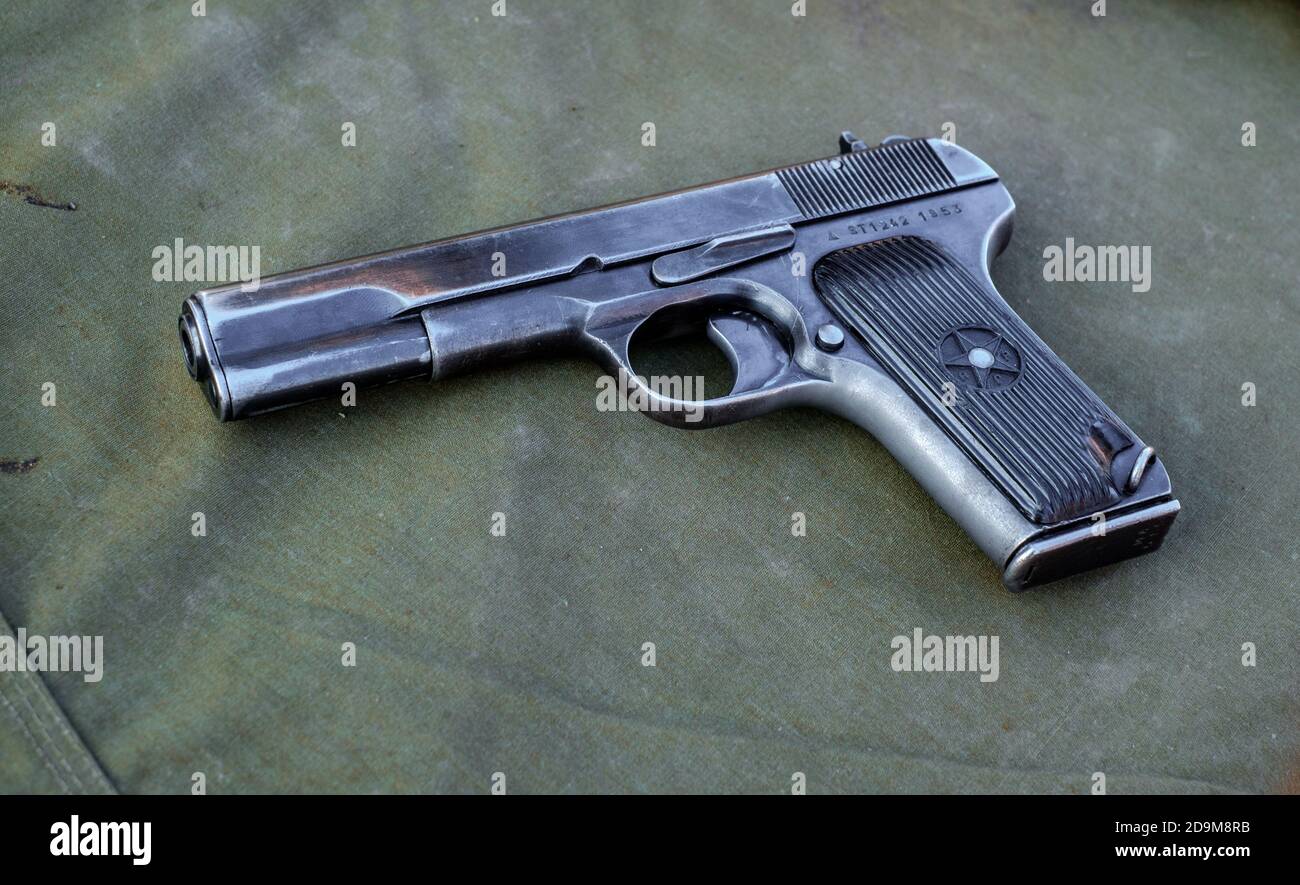 Sibiu, Romania - December 1, 2019. Old pistol gun on old cloth Stock ...