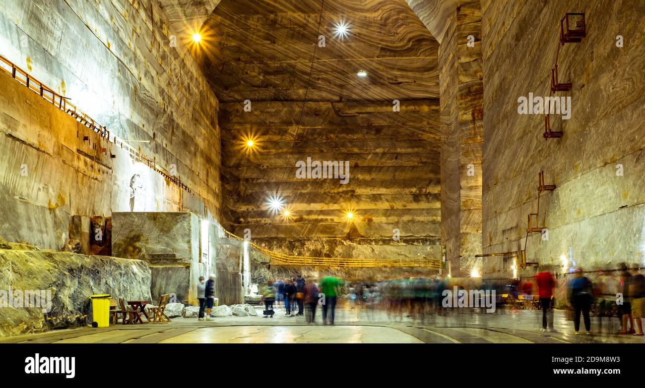 Sibiu, Romania - August 02, 2020 interior view of Slanic salt mine in ...