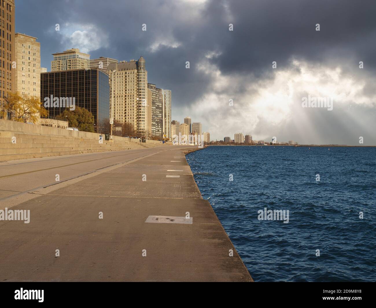 Chicago Illinois lakefront skyline view with stormy sky Stock Photo - Alamy