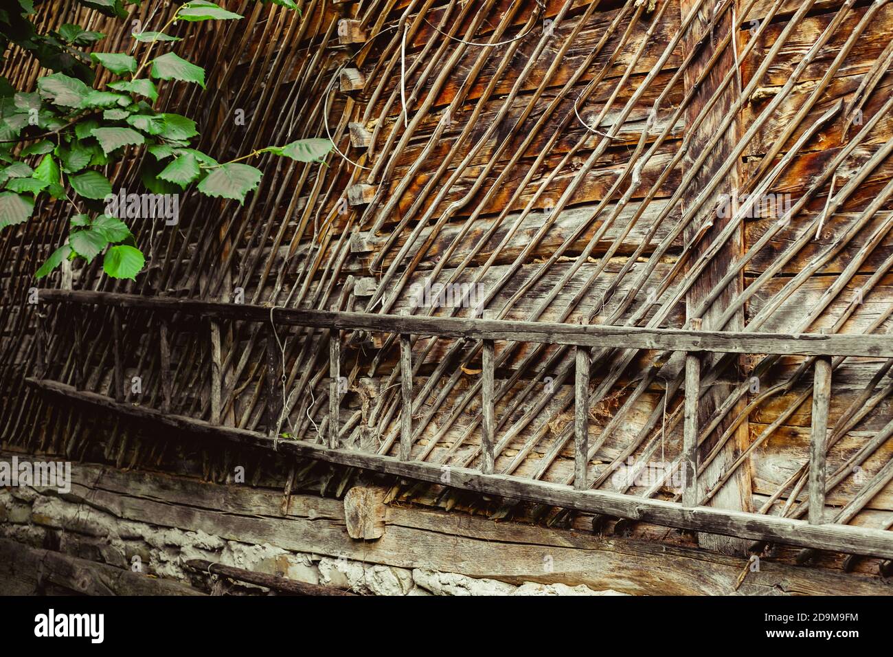 a ladder on the stable wall Stock Photo - Alamy