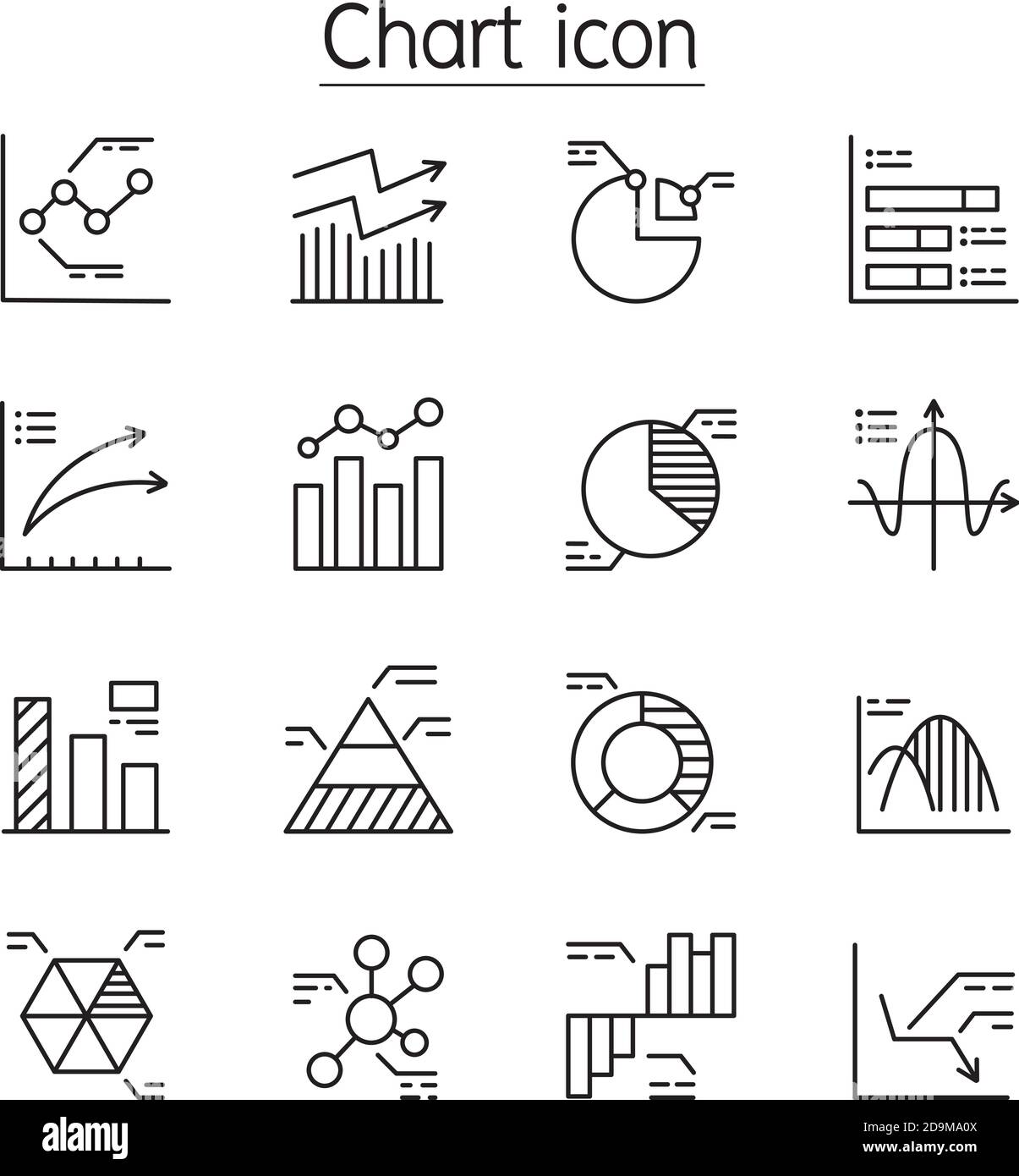 Chart, graph, diagram, information icon set in thin line style Stock ...