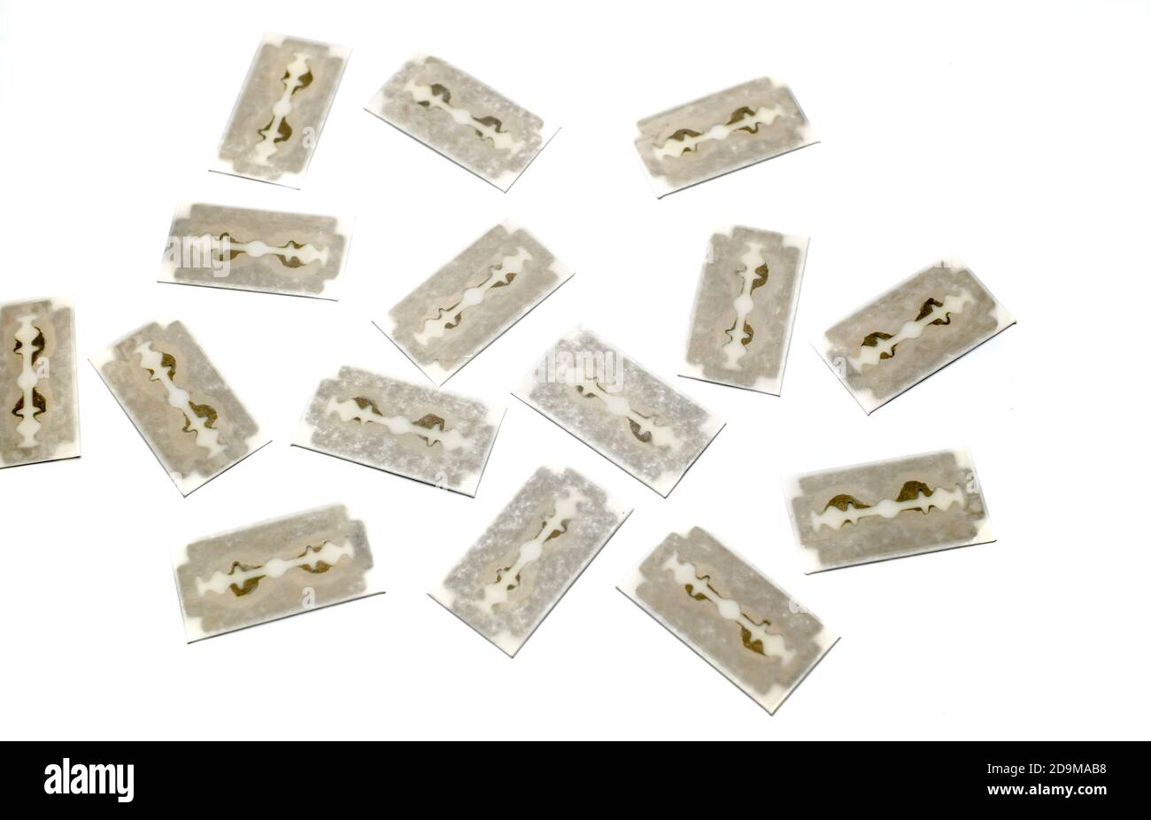 old razor shaving blade on white background Stock Photo - Alamy