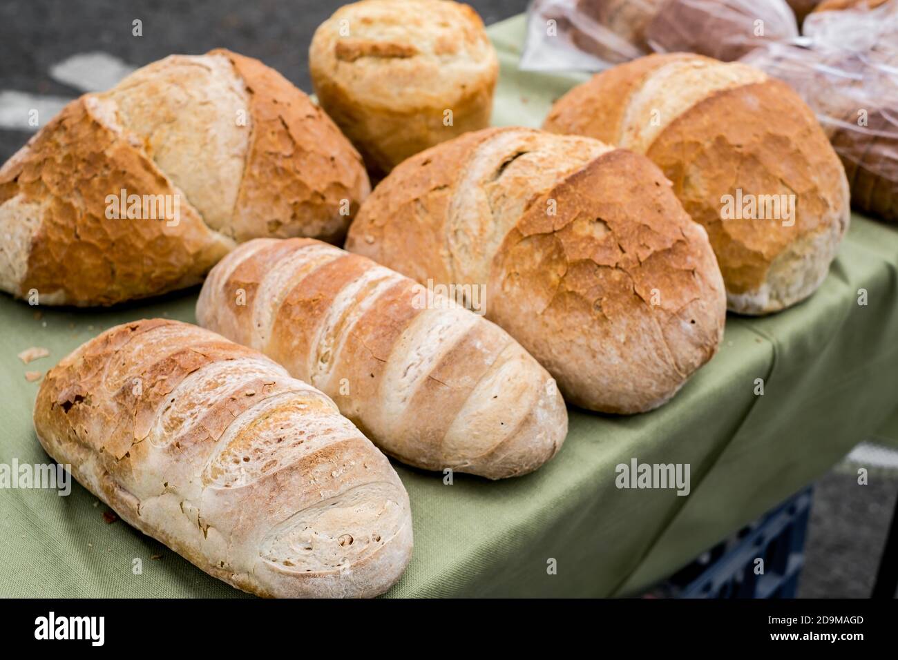 Romanian traditional homemade bread on the table with classic ...