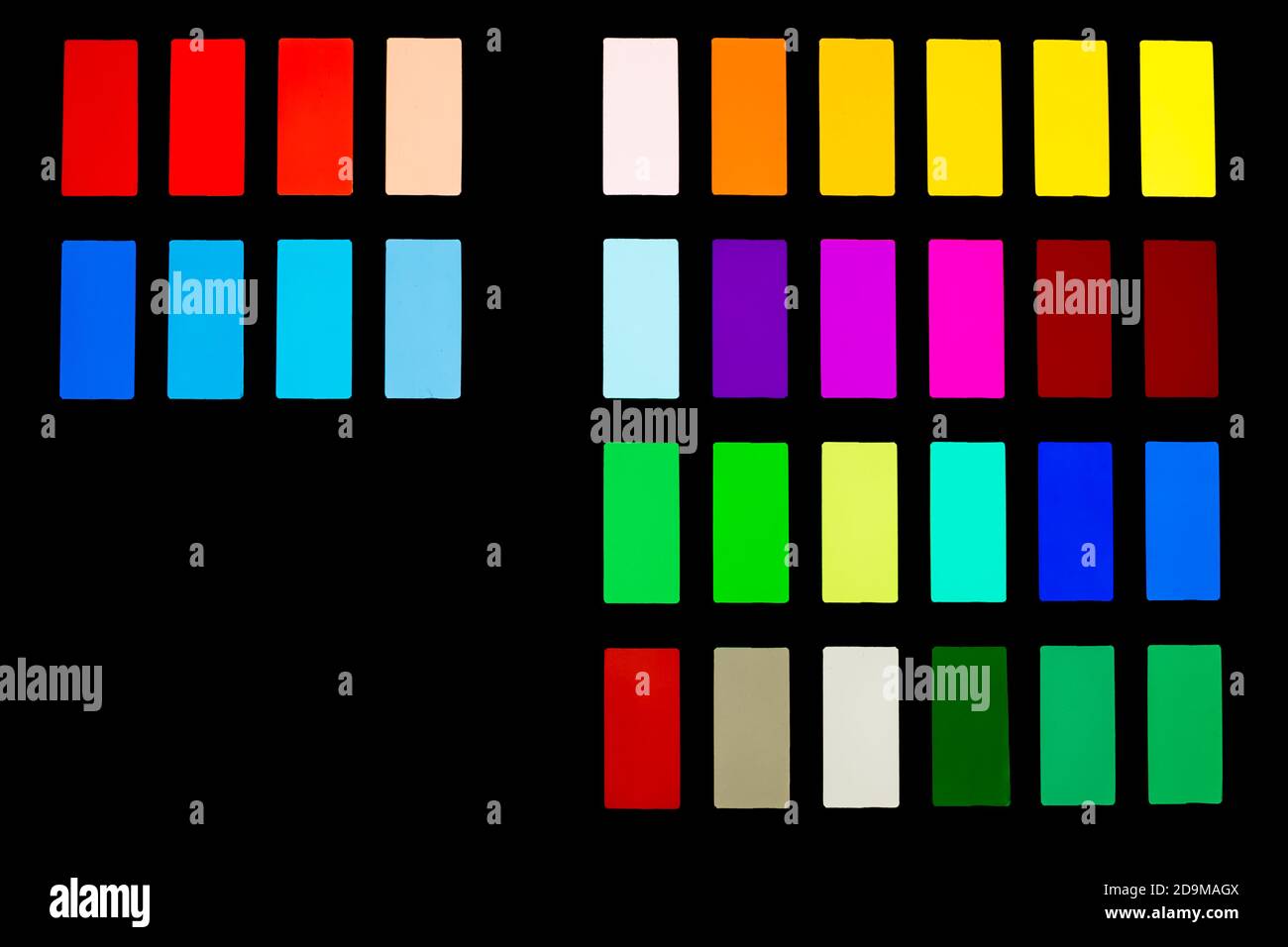 rainbow color palette samples on black background Stock Photo - Alamy