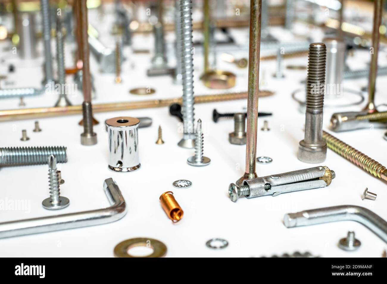 Screws and washers on white background Stock Photo - Alamy