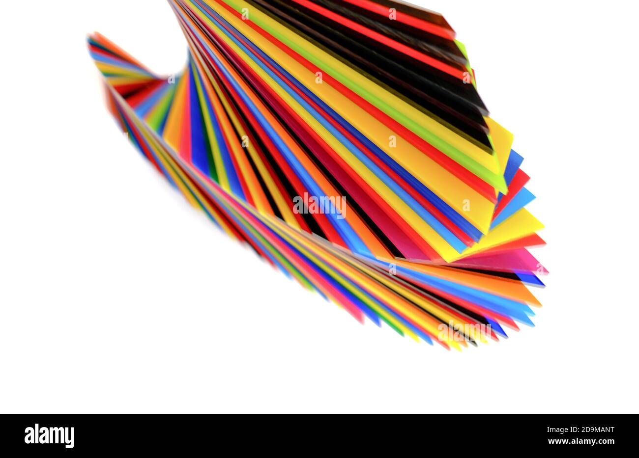 Stack of different colours Cast Acrylic Sheet on white background Stock ...