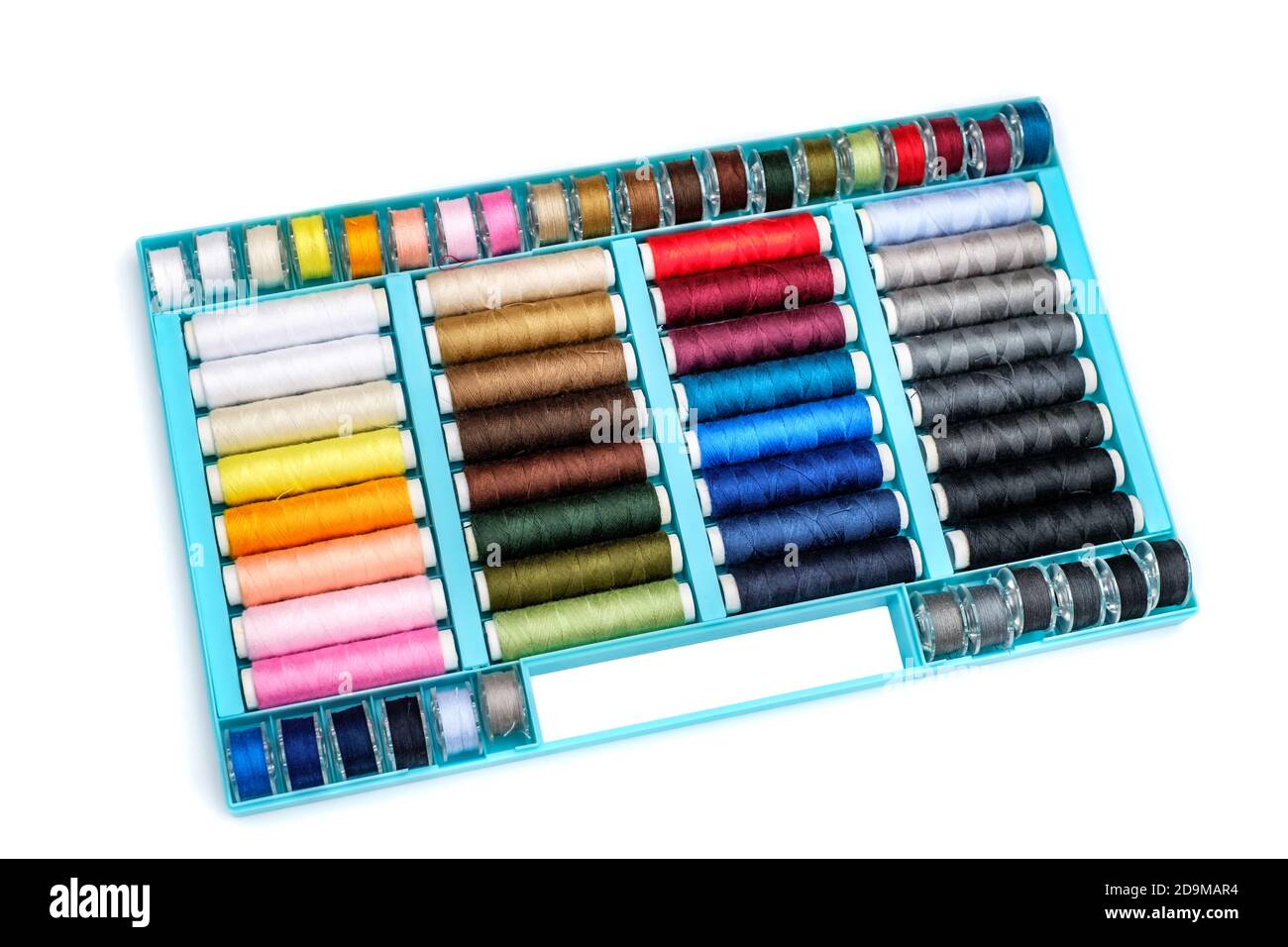 spools of thread in plastic box Stock Photo - Alamy