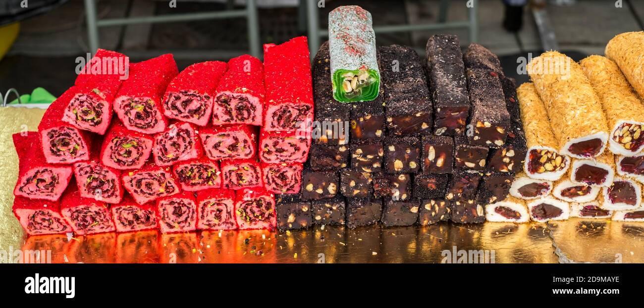 Variety of Turkish signature local foods known as Turkish Delight ...