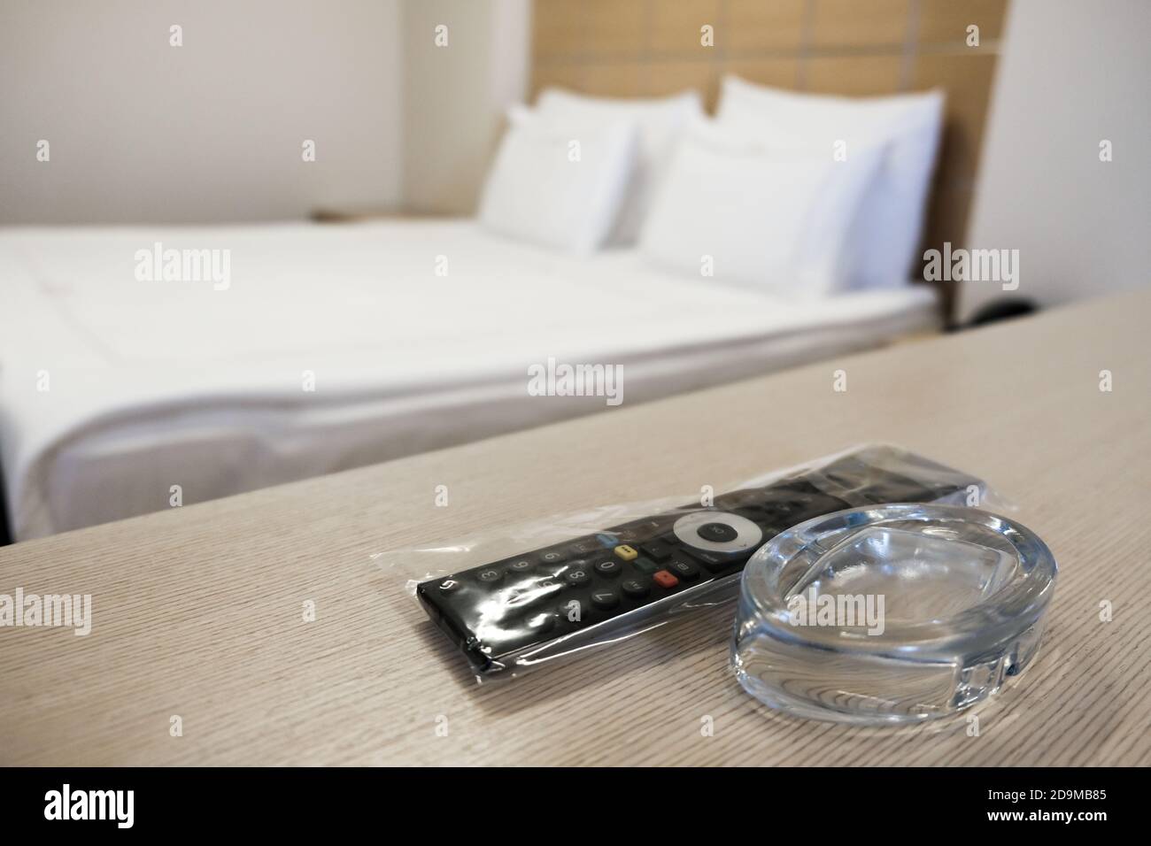 Pandemic measures at a hotel to prevent coronavirus spreading. Plastic ...