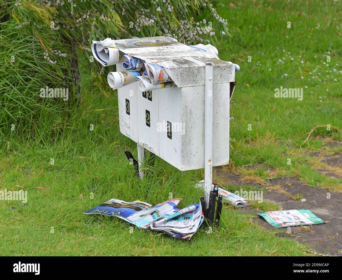 AUCKLAND, NEW ZEALAND - Nov 04, 2020: View of mailbox with junk mail ...