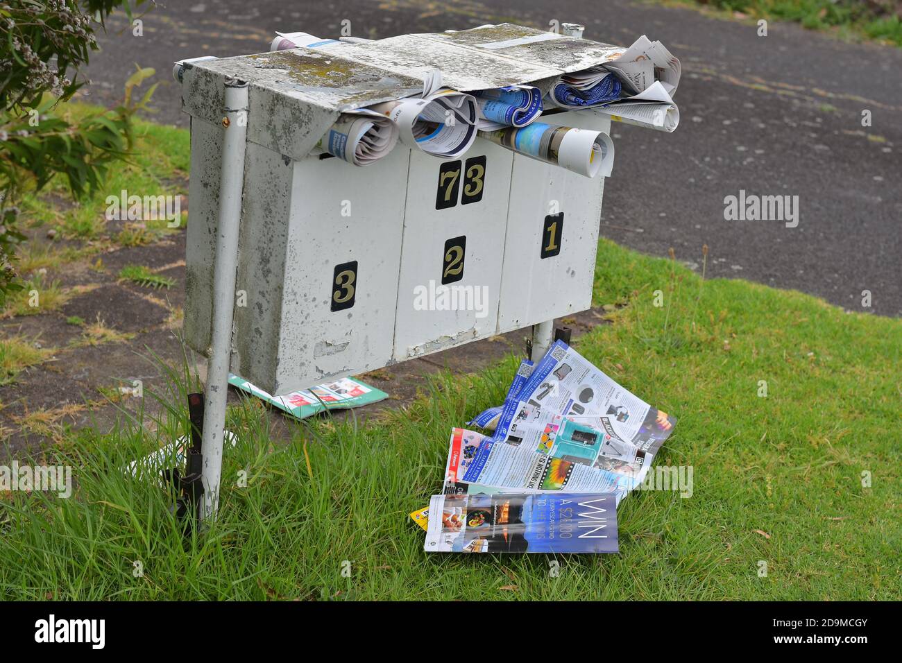 AUCKLAND, NEW ZEALAND - Nov 04, 2020: View of mailbox with junk mail ...