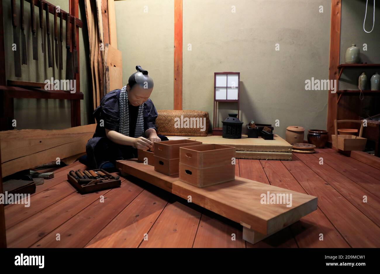 Exhibition of Edo Sashimono woodwork display in Edo-Tokyo Museum.Tokyo ...