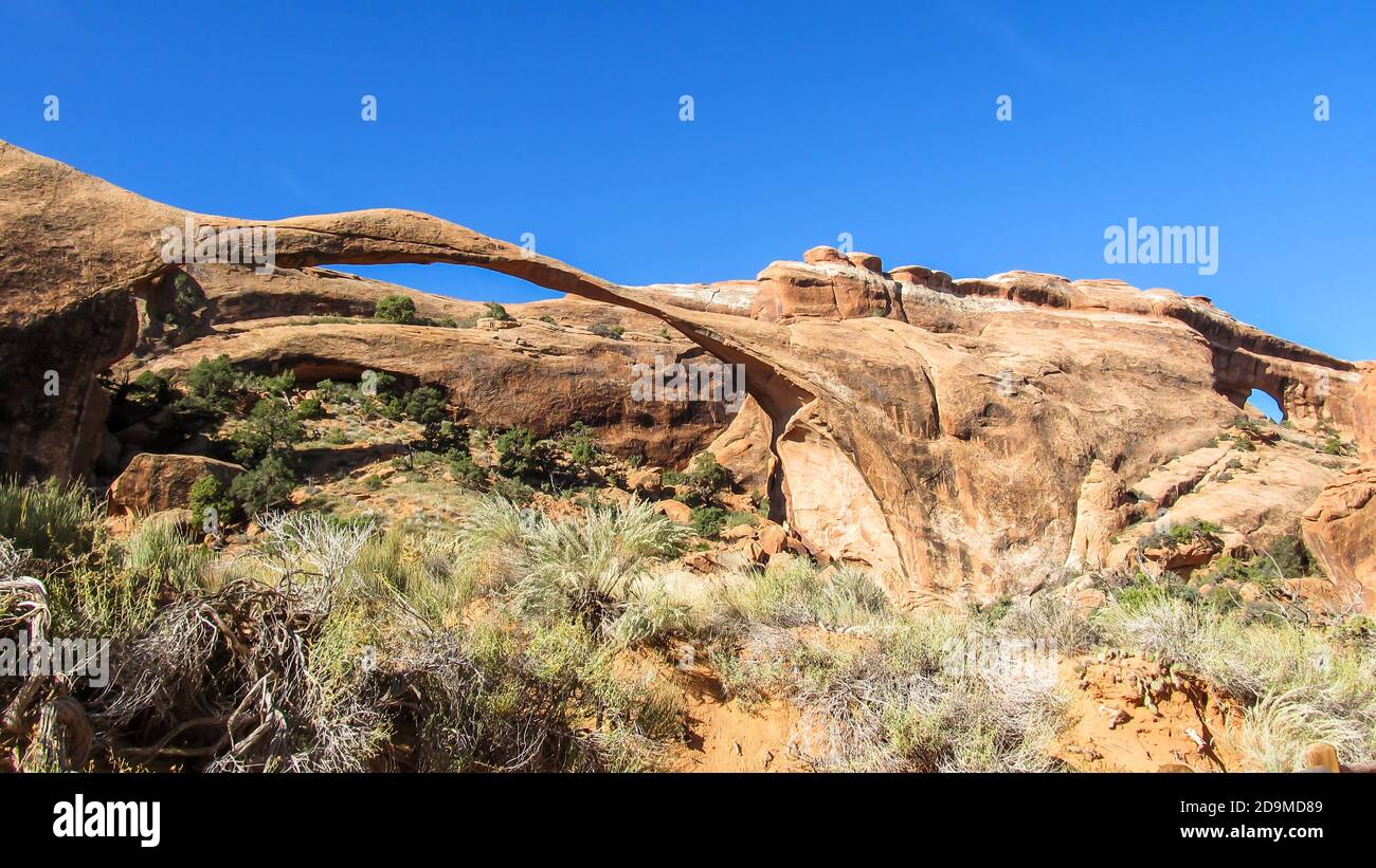 The Delicate-looking Landscape Arch, with partition Arch partly visible ...