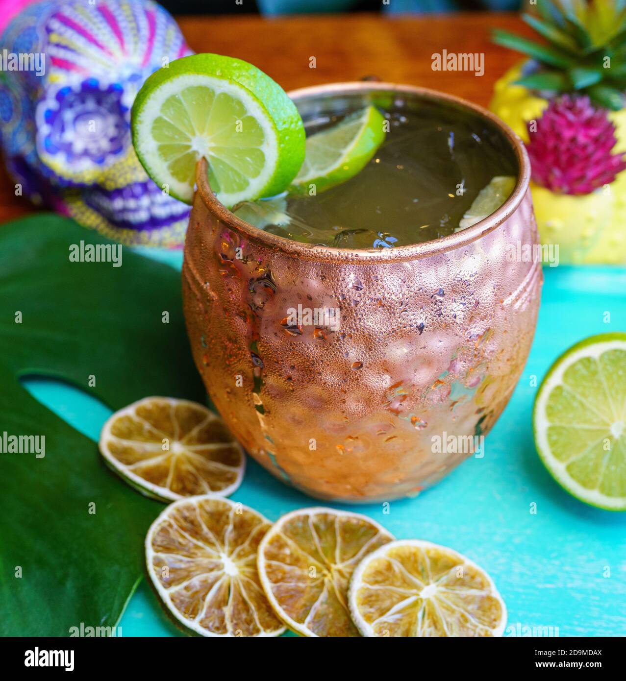Citrus lemonade in a decorative glass Stock Photo - Alamy
