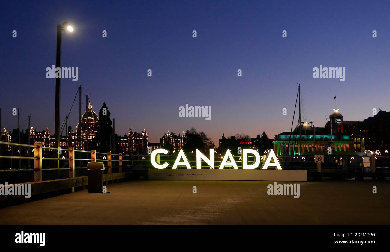 Canada Sign in Victoria Harbor, Vancouver Island, British Columbia ...