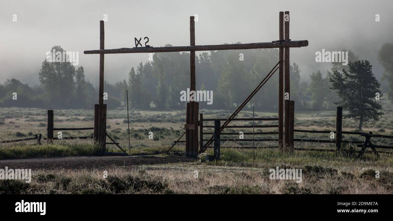 Gate to the Triangle X Ranch operating on private land within Grand ...