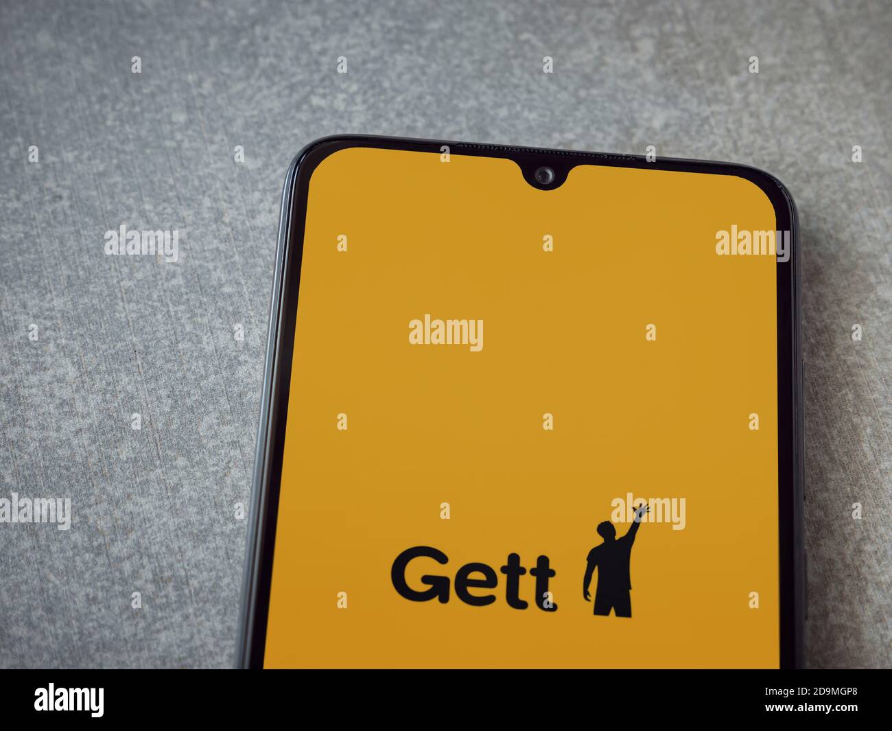 Lod, Israel - July 8, 2020: Gett app launch screen with logo on the ...