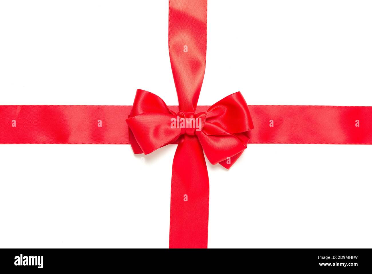 Red gift bow and crossed red ribbon isolated on white background Stock ...