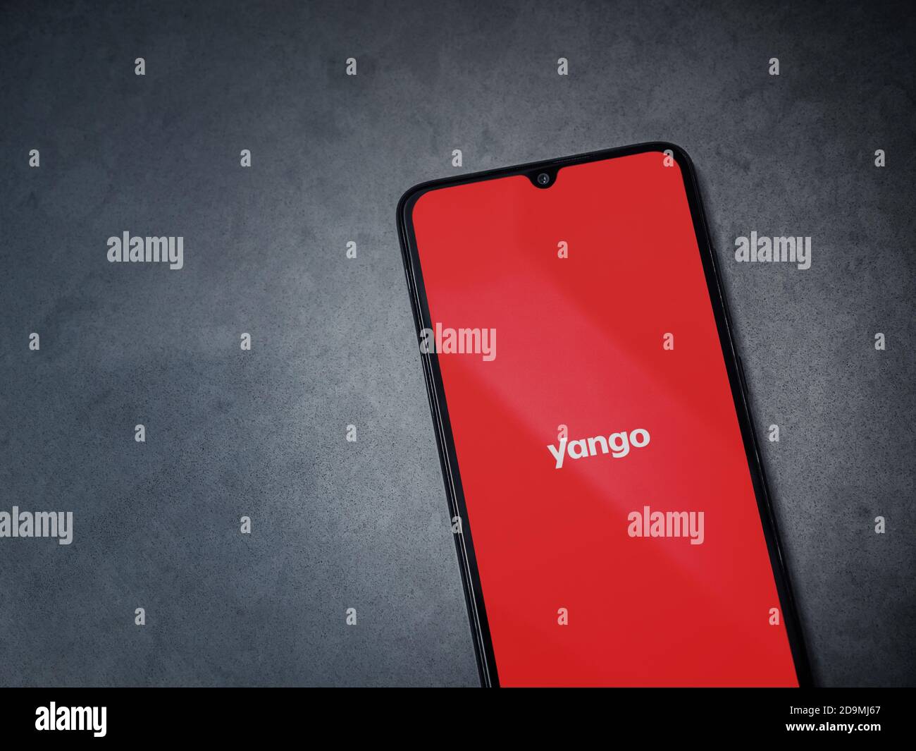 Lod, Israel - July 8, 2020: Yango Ride app launch screen with logo on ...