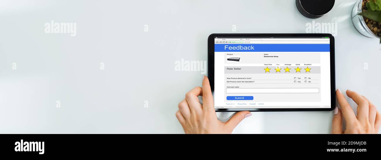 Online Survey Poll And Feedback Form On Tablet Stock Photo - Alamy