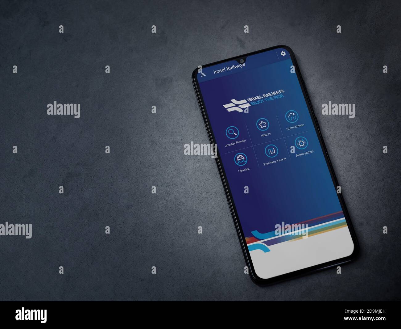 Lod, Israel - July 8, 2020: Israel Railways app launch screen with logo ...
