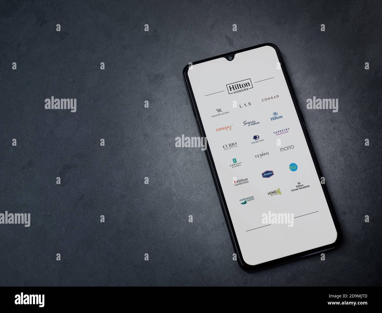 Lod, Israel - July 8, 2020: Hilton Honors app launch screen with logo ...