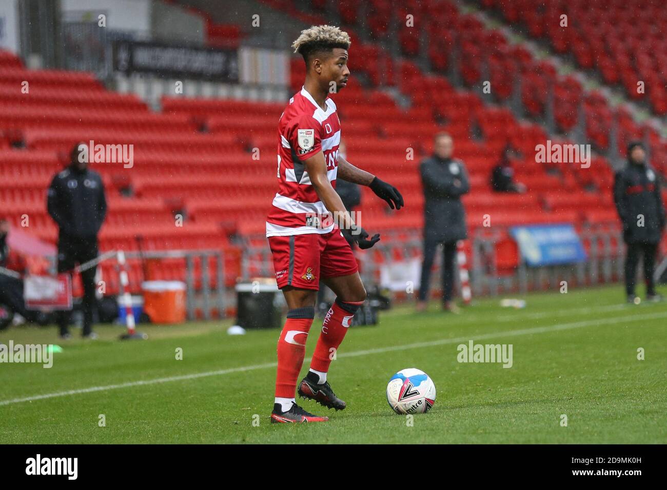Jason Lokilo (10) of Doncaster Rovers in action during the game Stock ...
