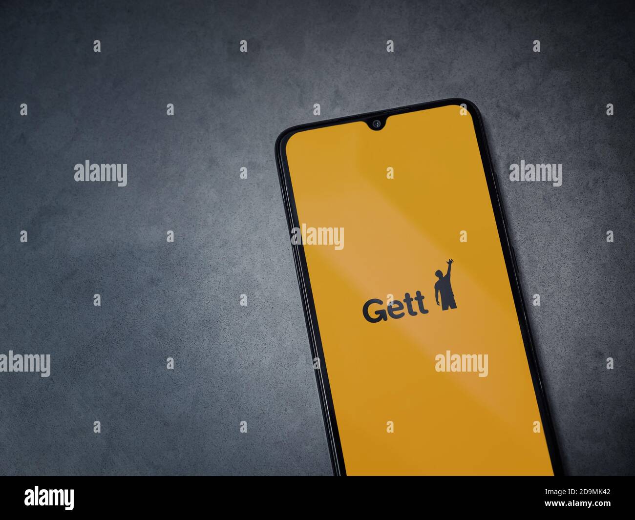 Lod, Israel - July 8, 2020: Gett app launch screen with logo on the ...