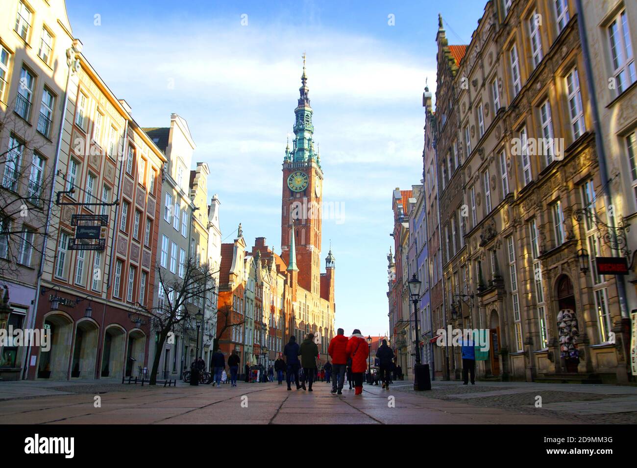 The Main Town Hall and typical houses on "Long Lane" street in the old ...