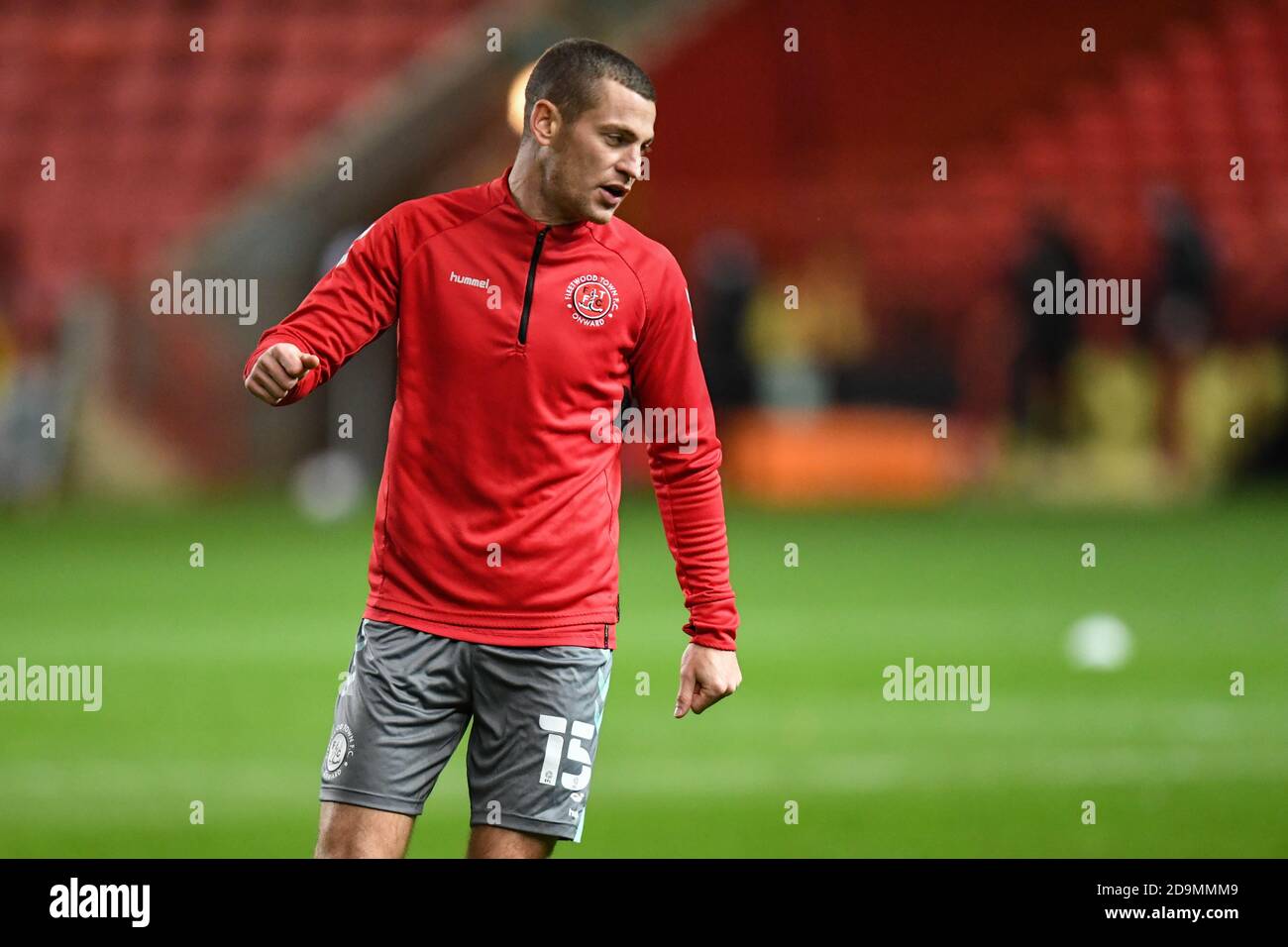Paul Coutts (15) of Fleetwood Town warming up Stock Photo - Alamy