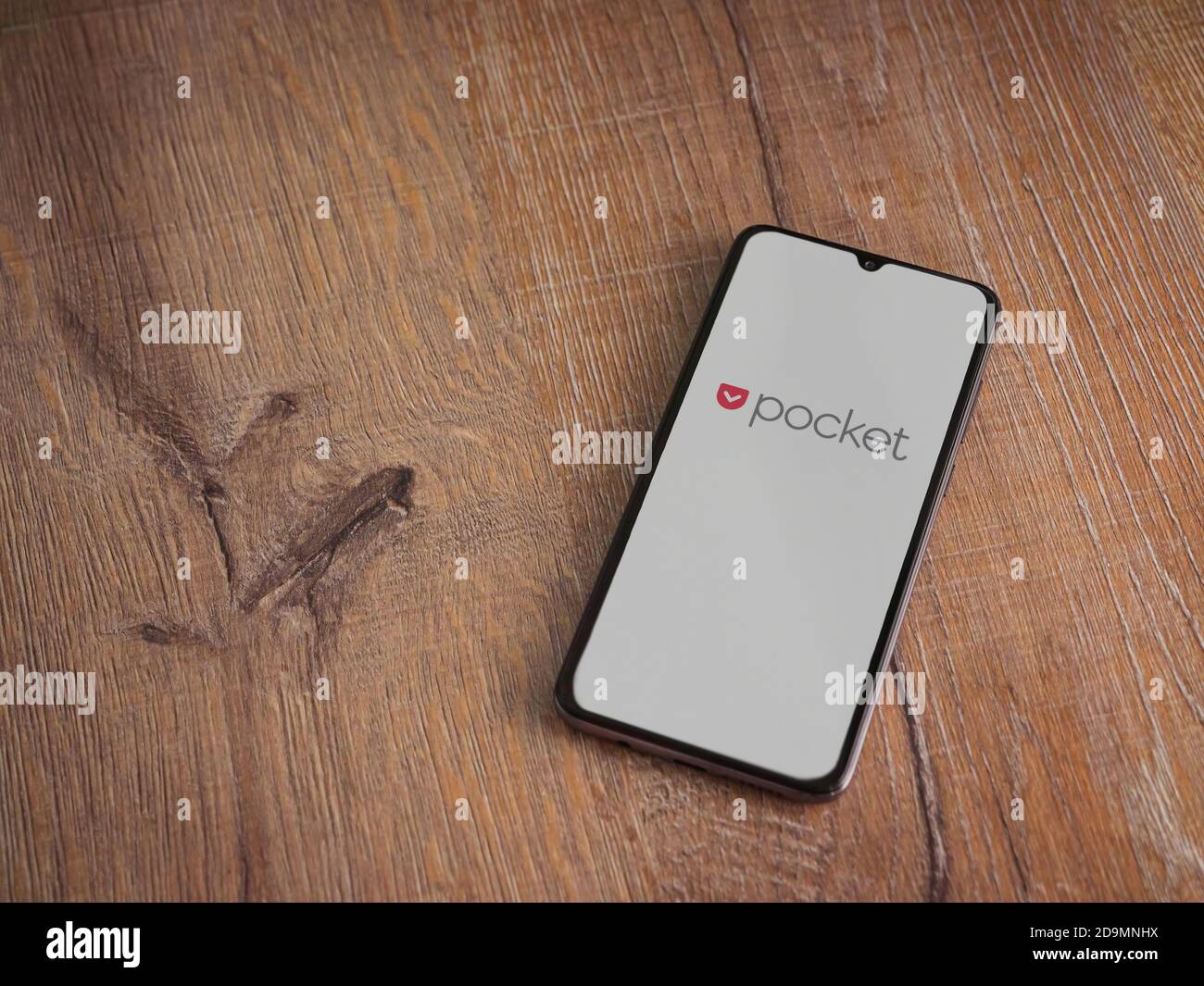 Lod, Israel - July 8, 2020: Pocket app launch screen with logo on the ...