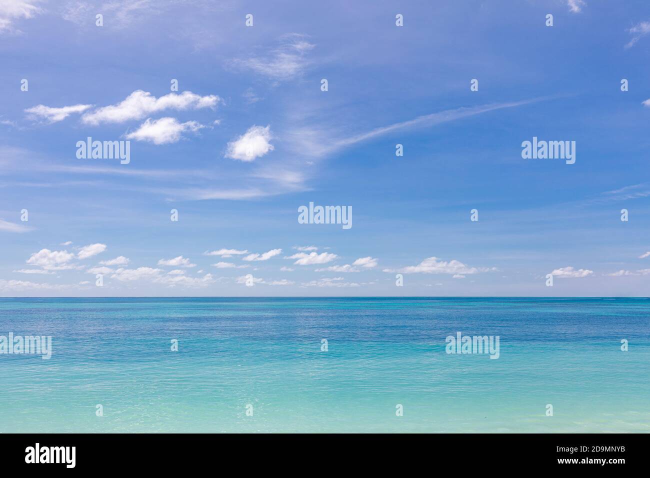 Relaxing tropical seascape with wide horizon of the sky and the sea ...