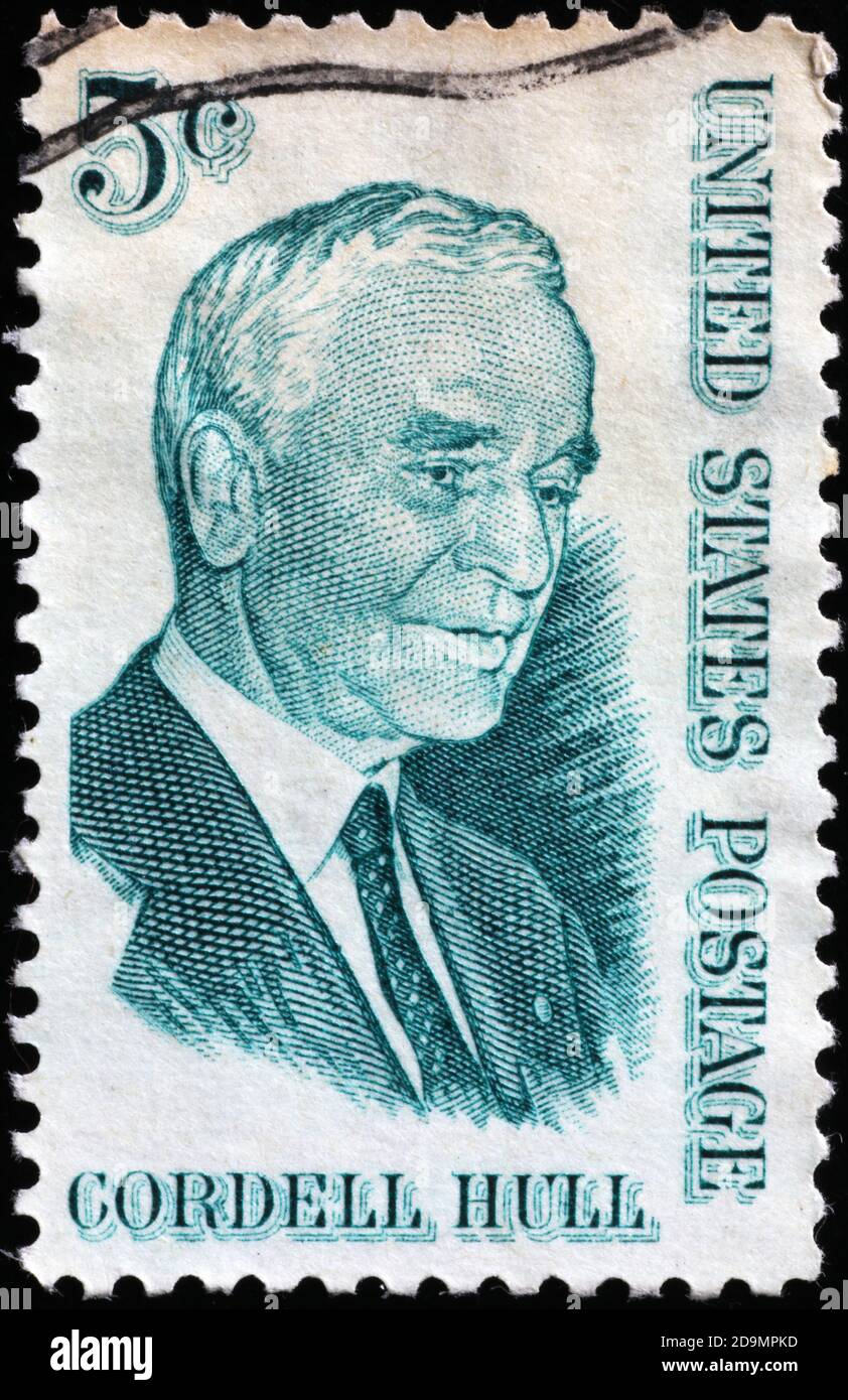 Cordell Hull on old american postage stamp Stock Photo - Alamy