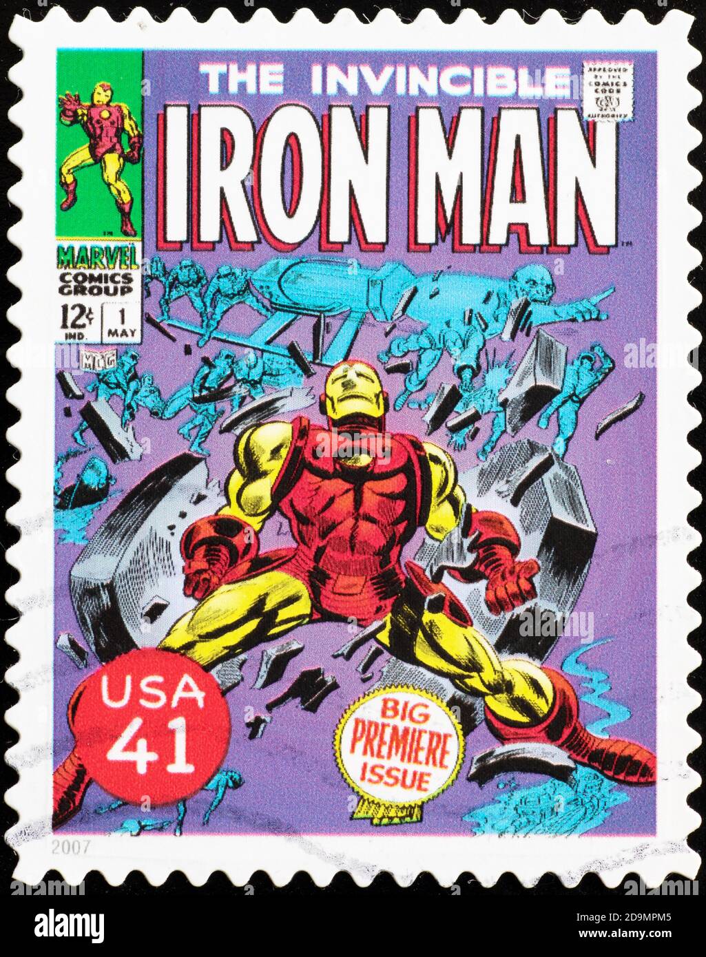 Cover of Iron man magazine on american stamp Stock Photo - Alamy