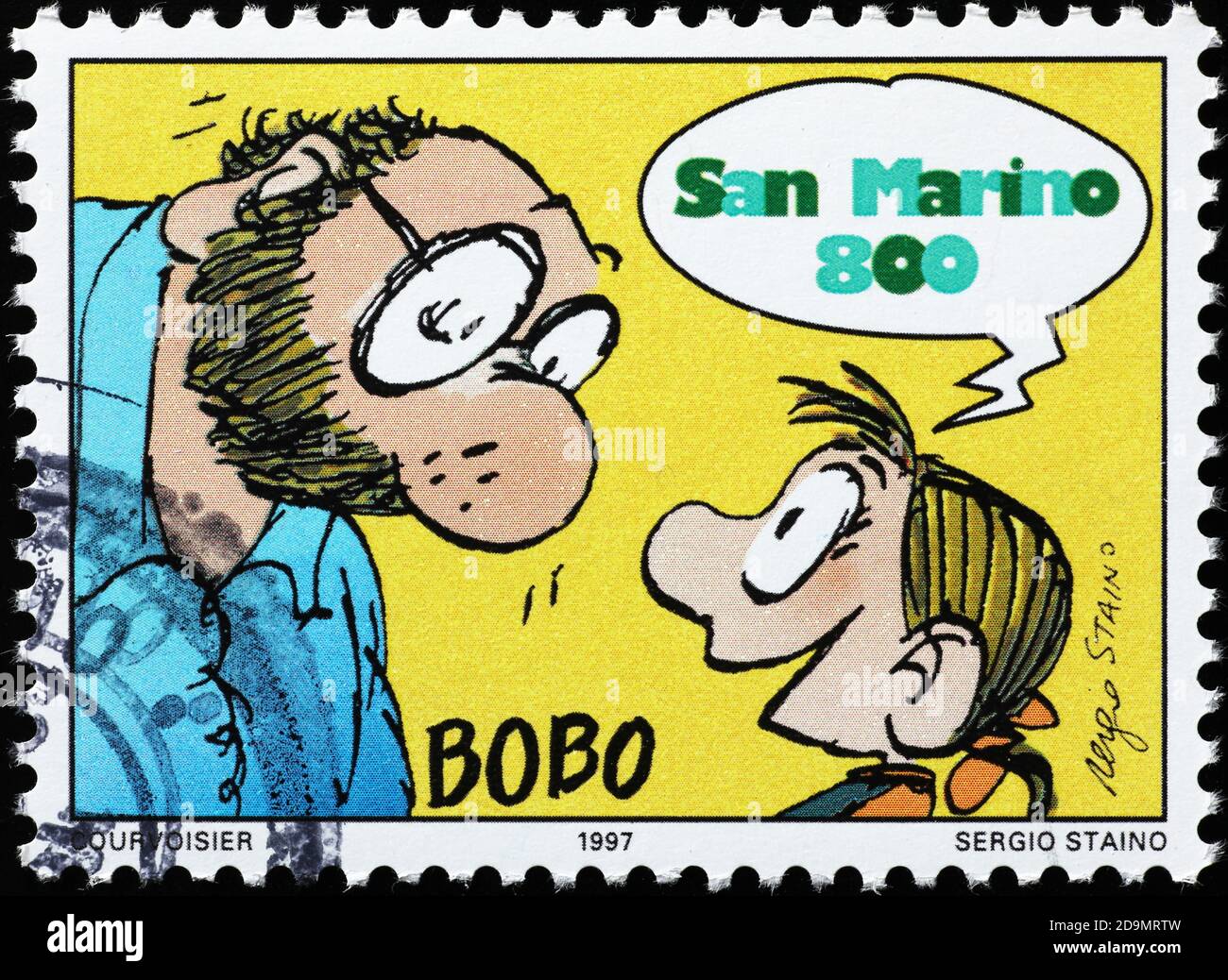 Italian cartoon Bobo on postage stamp Stock Photo - Alamy