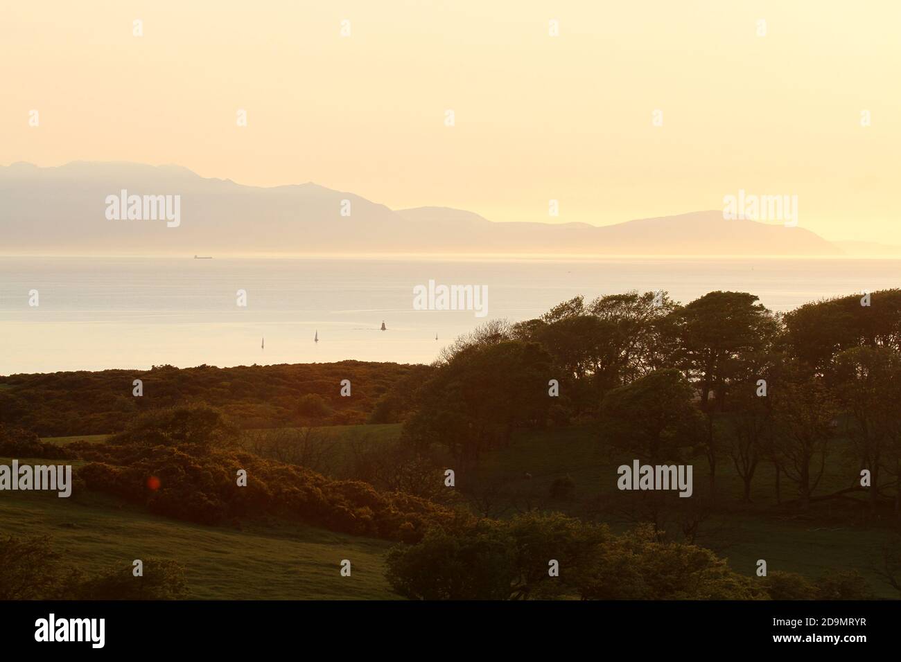 Sunset Ayrshire & Arran from nr Dundonald Stock Photo - Alamy