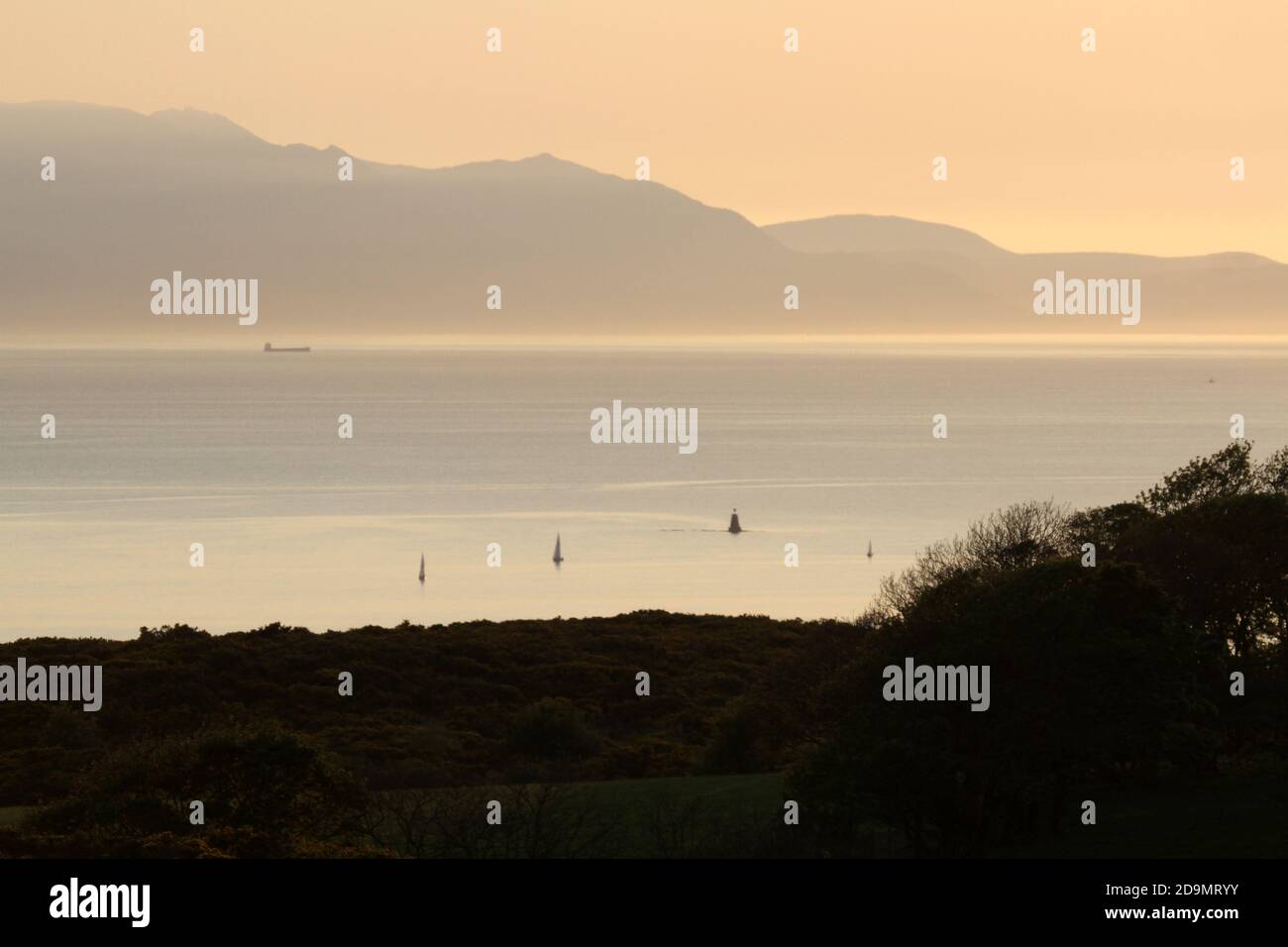 Sunset Ayrshire & Arran from nr Dundonald Stock Photo - Alamy