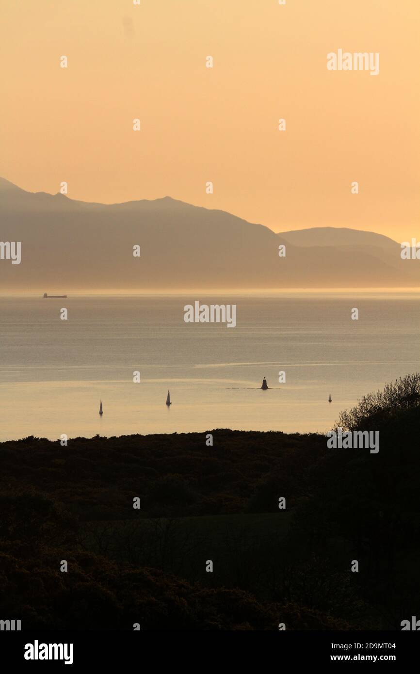Sunset Ayrshire & Arran from nr Dundonald Stock Photo - Alamy