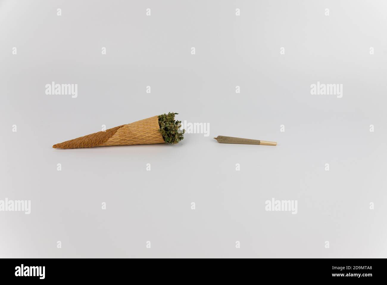 Ice cream cone full of marijuana buds, dried marijuana flowers and a ...