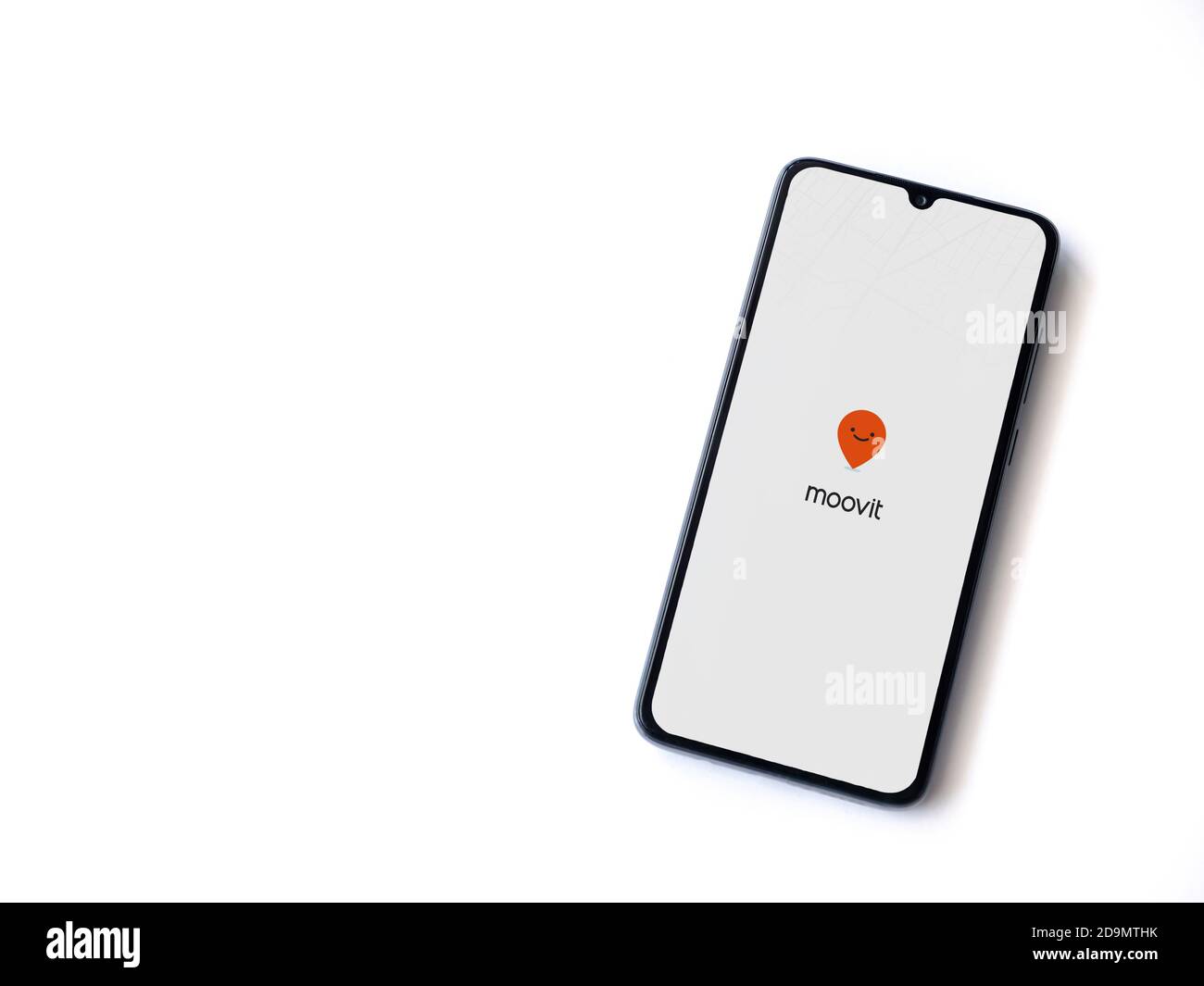 Lod, Israel - July 8, 2020: Moovit app launch screen with logo on the ...