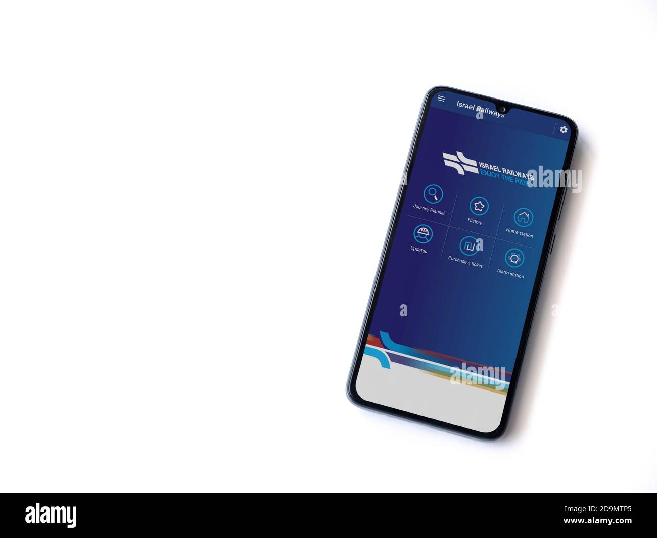 Lod, Israel - July 8, 2020: Israel Railways app launch screen with logo ...