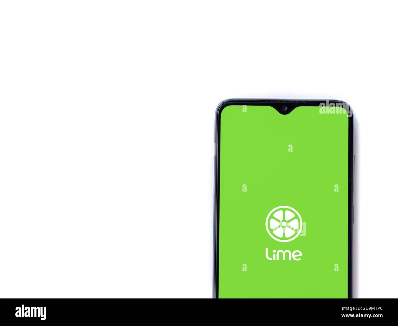 Lod, Israel - July 8, 2020: Lime app launch screen with logo on the ...